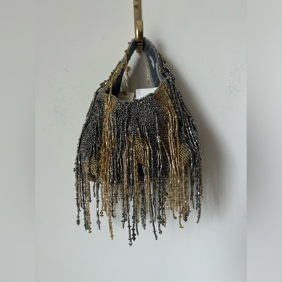 Bags | Viral New Beaded Gold And Silver Mini Fringe Bag | Poshmark